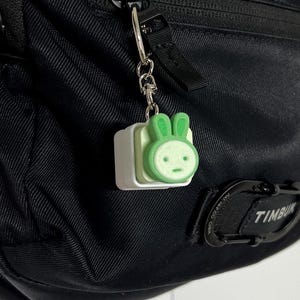 Cute Green Bunny Keycap & Keychain | Stress Relief Fidget Toy | Cartoon ...