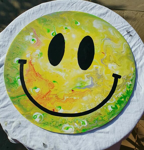 Smilie Face DJ Acid House Smiley Smile Emoji Acrylic Flow Art - Etsy
