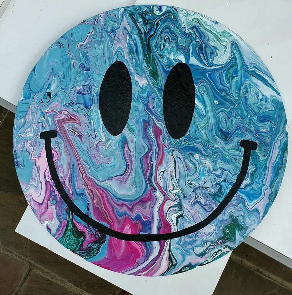 Smilie Face DJ Acid House Smiley Smile Emoji Acrylic Flow Art Made to ...