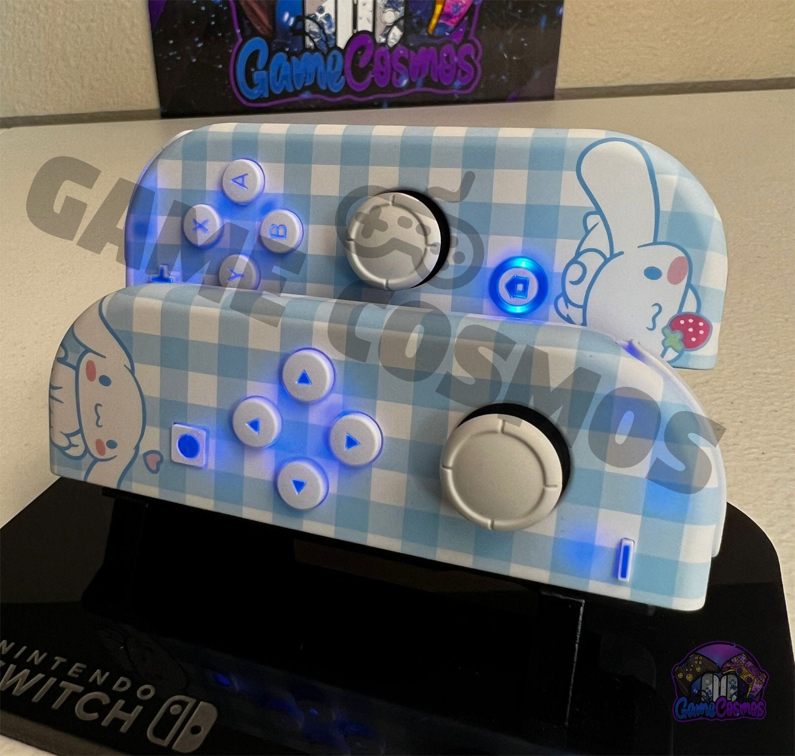 Cute Cartoon Theme - Baby Blue White Pastel - Custom Joycons for the ...
