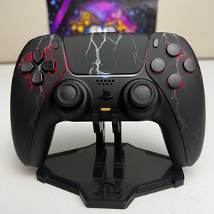 Lightning Theme RGB LED All Black Custom Wireless Controller for PS5 or ...