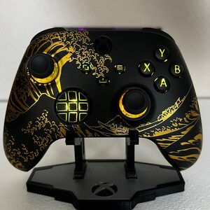 Golden Wave Black Kanagawa RGB LED Custom Wireless Controller for Xbox ...