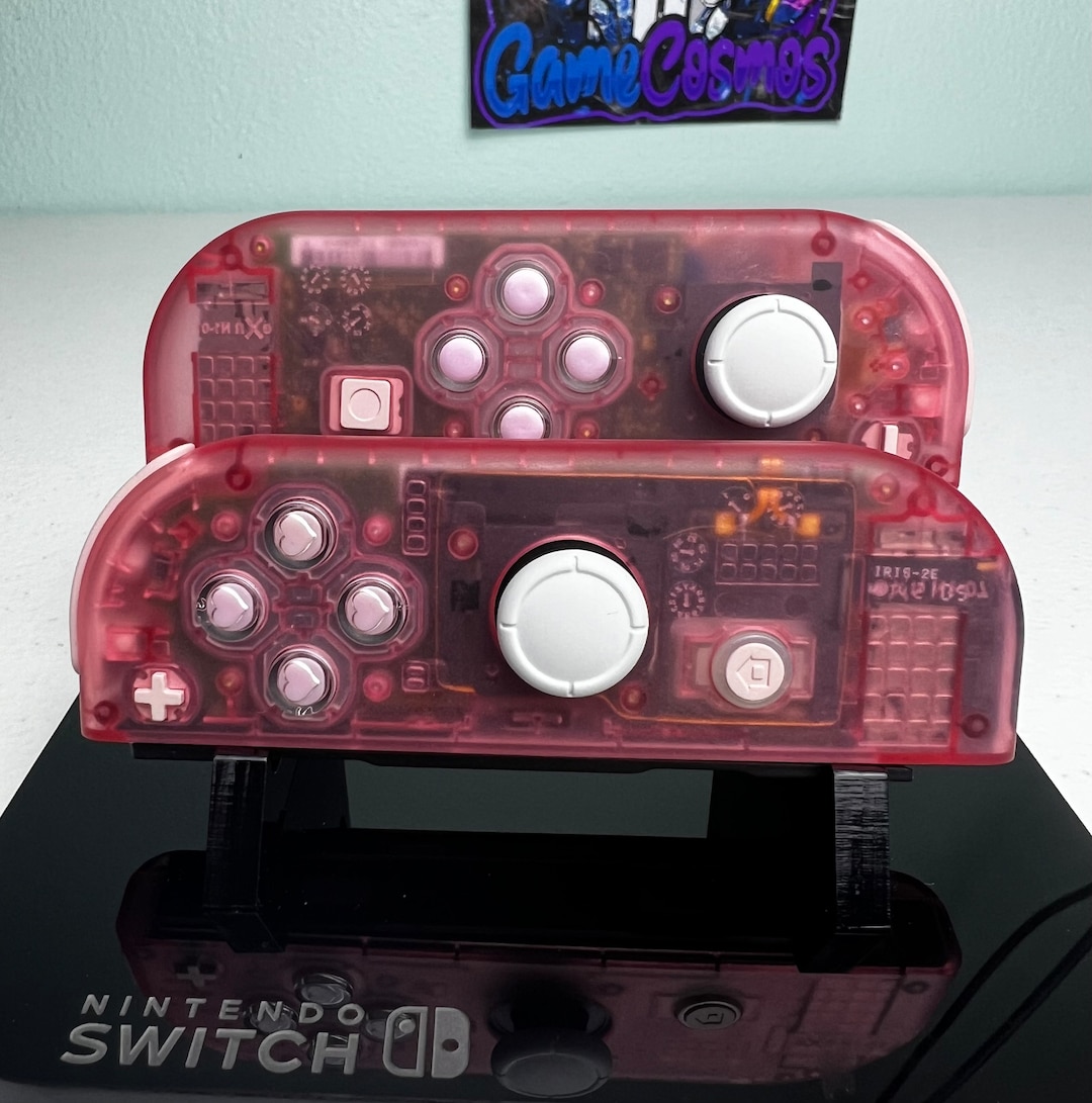 Transparent Clear Pink Pink Hearts Custom Joycons for the Nintend ...
