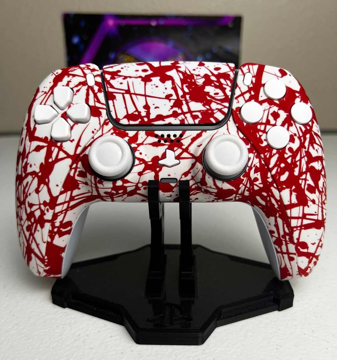 Blood Splatter Theme White Accents Custom Wireless Controller for PS5 ...
