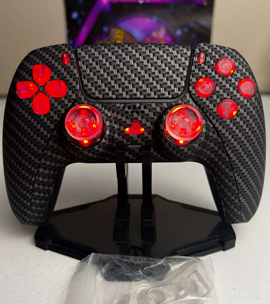 Carbon Fiber Theme - RGB LED - Custom Wireless Controller for PS5 or PC ...