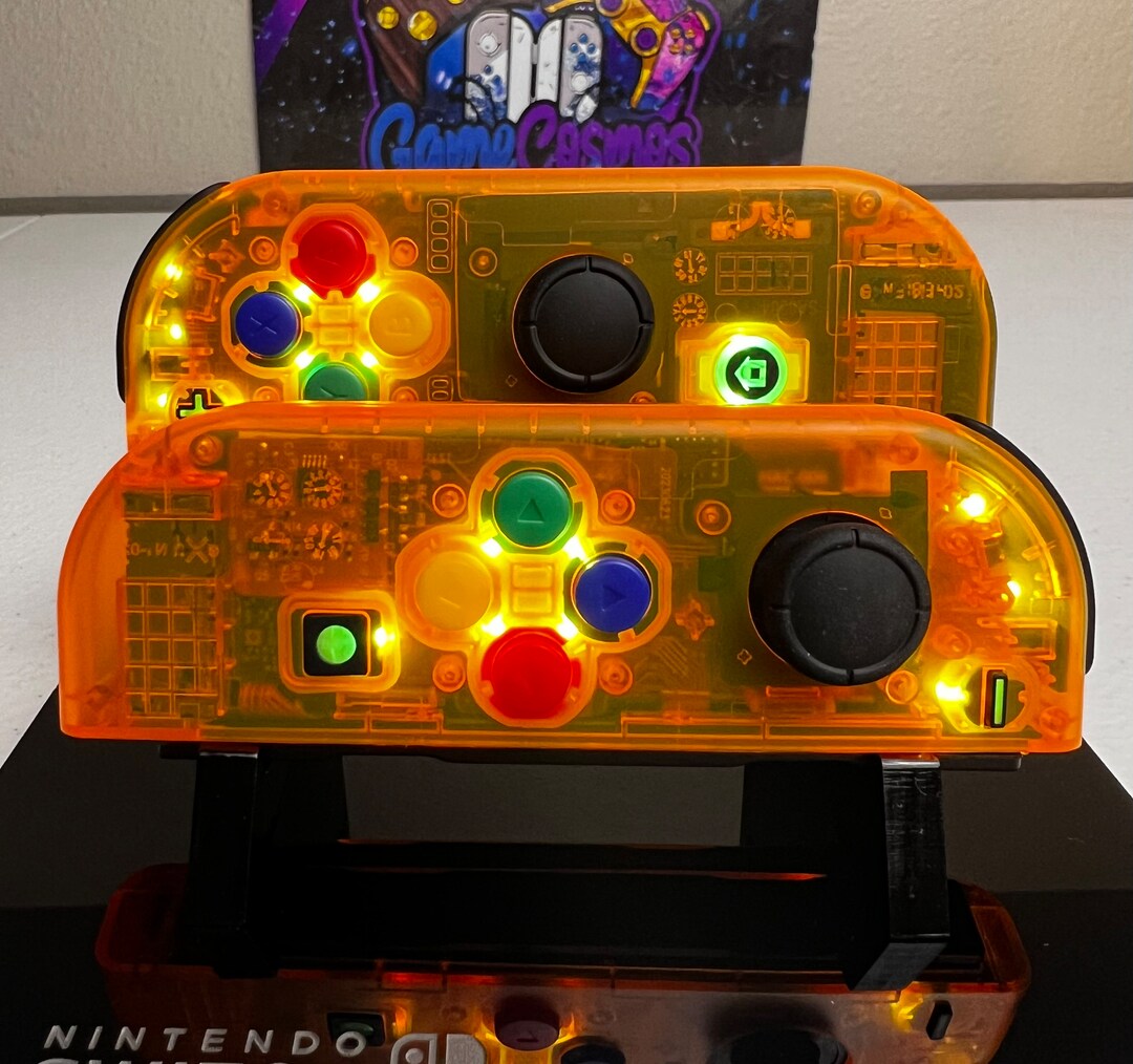 Transparent Orange - Black Accents - RGB LED Options - Custom Joycons ...