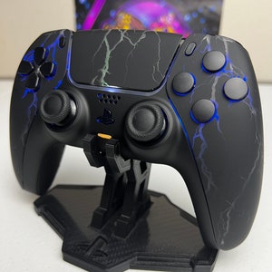 Lightning Theme RGB LED All Black Custom Wireless Controller for PS5 or ...
