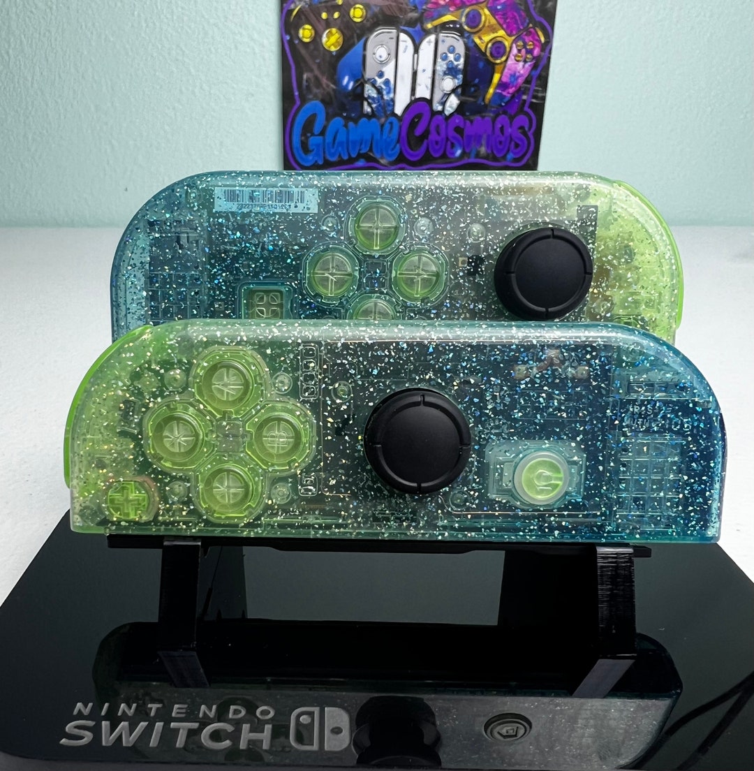 Two-tone Glossy Glitter - Green & Blue - Custom Joycons for the Nintend ...