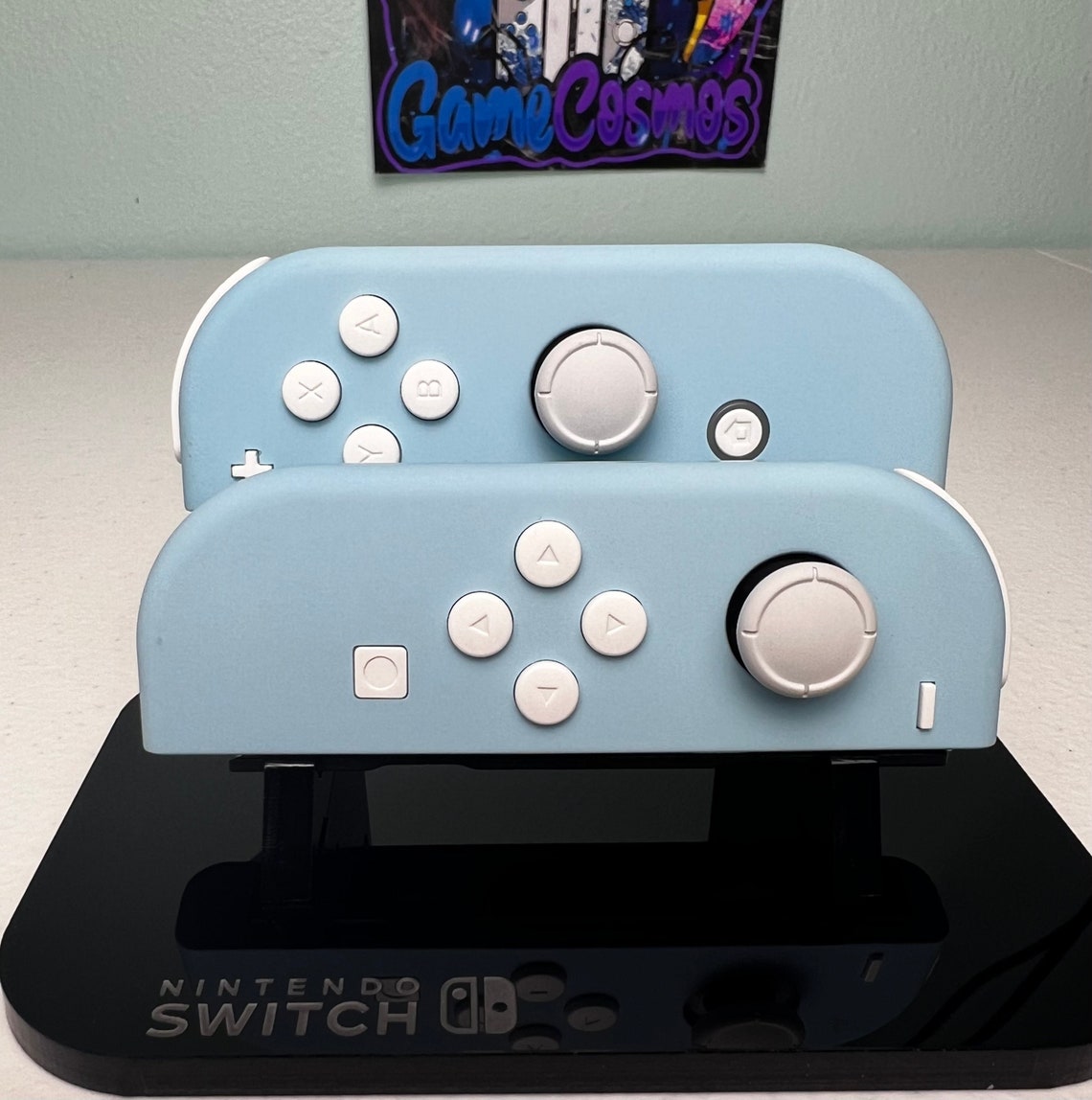 Soft Touch Heaven Blue - White Accents - Custom Joycons for the Nintend ...