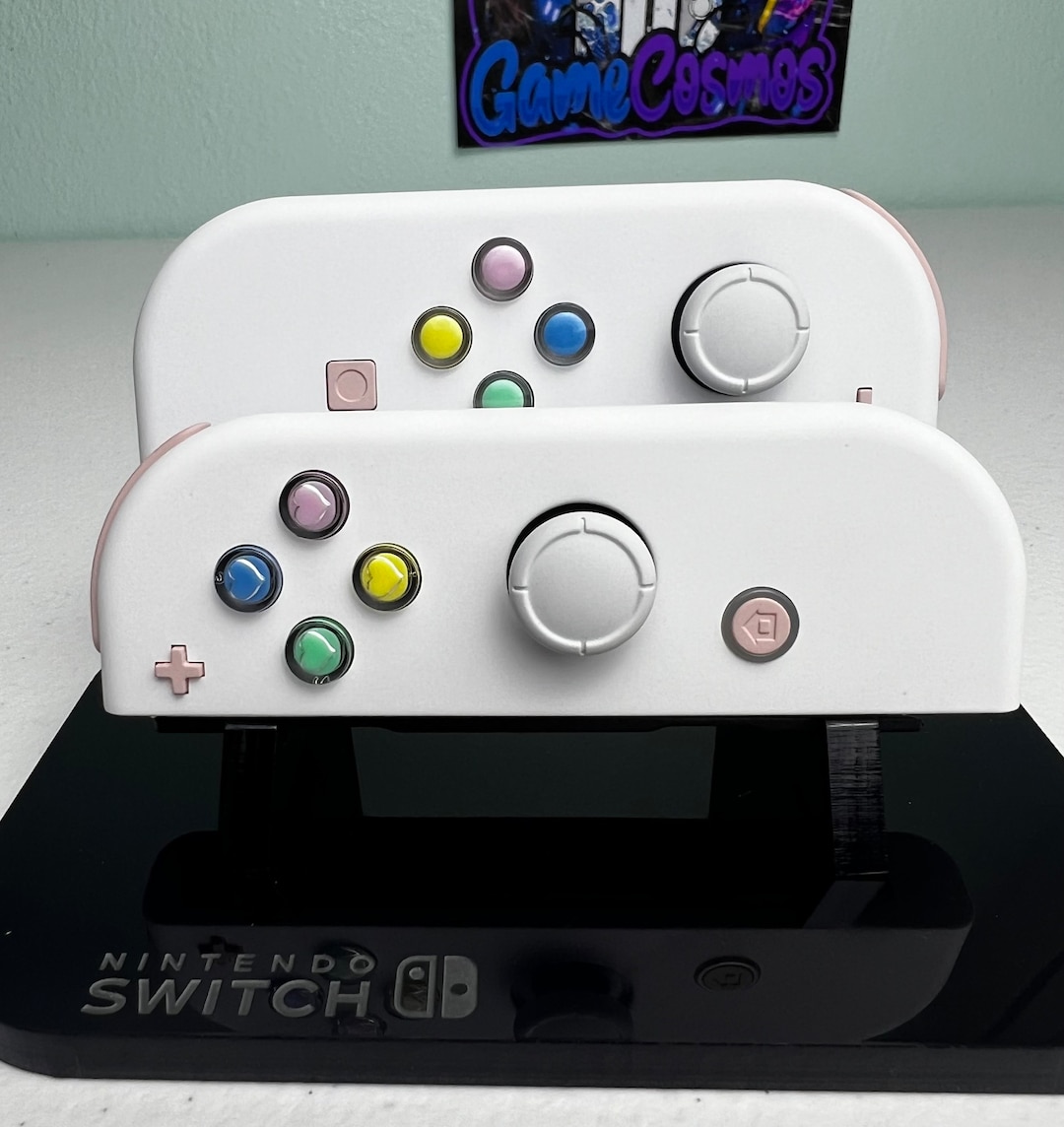 Pure White Soft Touch Colorful Hearts Custom Joycons for the Nintend ...