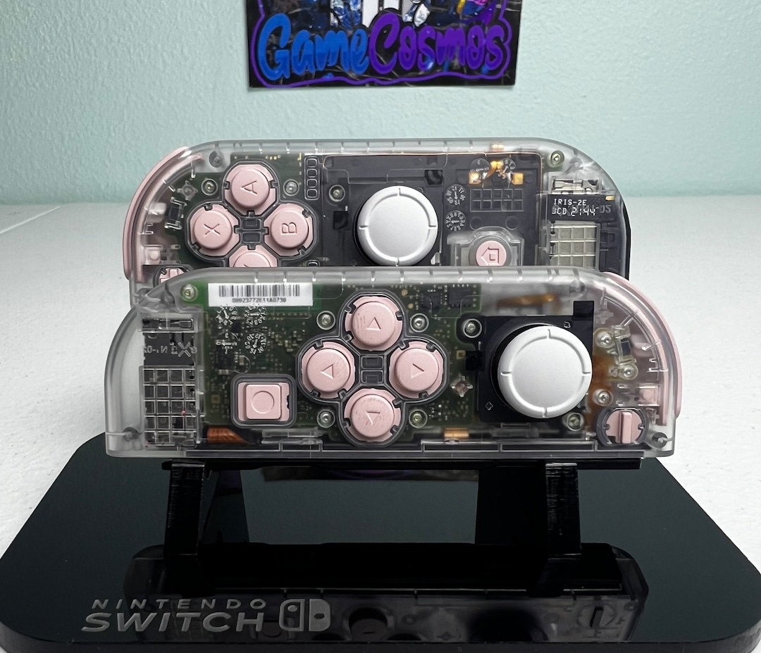 Transparent Clear - Pink Accents - Custom Joycons for the Nintend ...