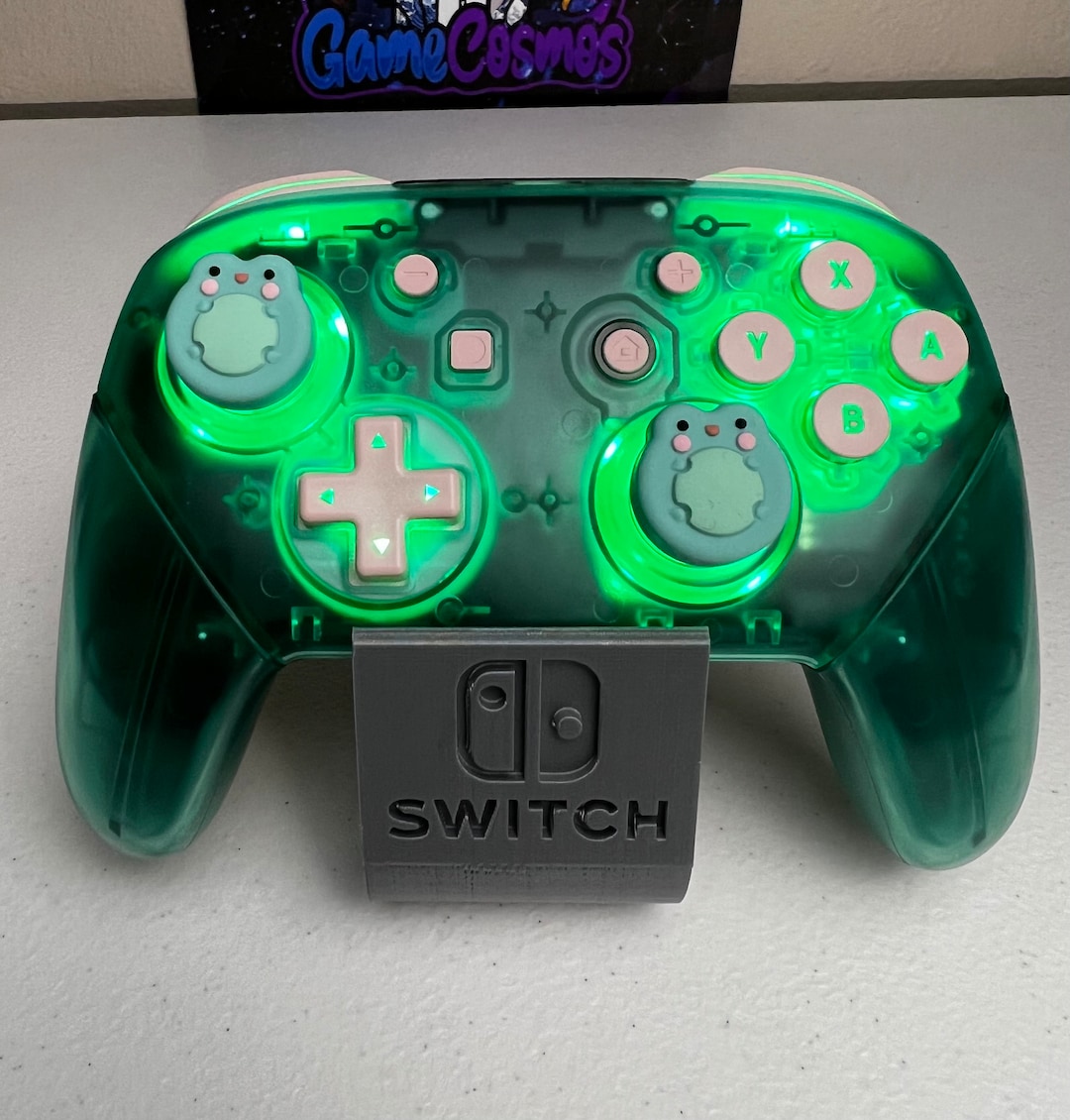 Cute Frogs Emerald Clear RGB LED Wireless Pro Controller for the Switch ...