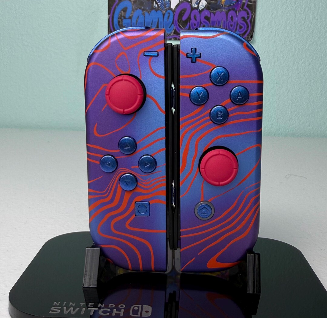 Damascus Design - Chameleon Blue - Custom Joycons for the Nintend ...