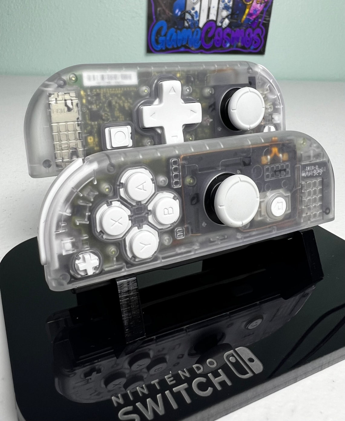 Transparent Clear DPAD - White Accents - Custom Joycons for the Nintend ...