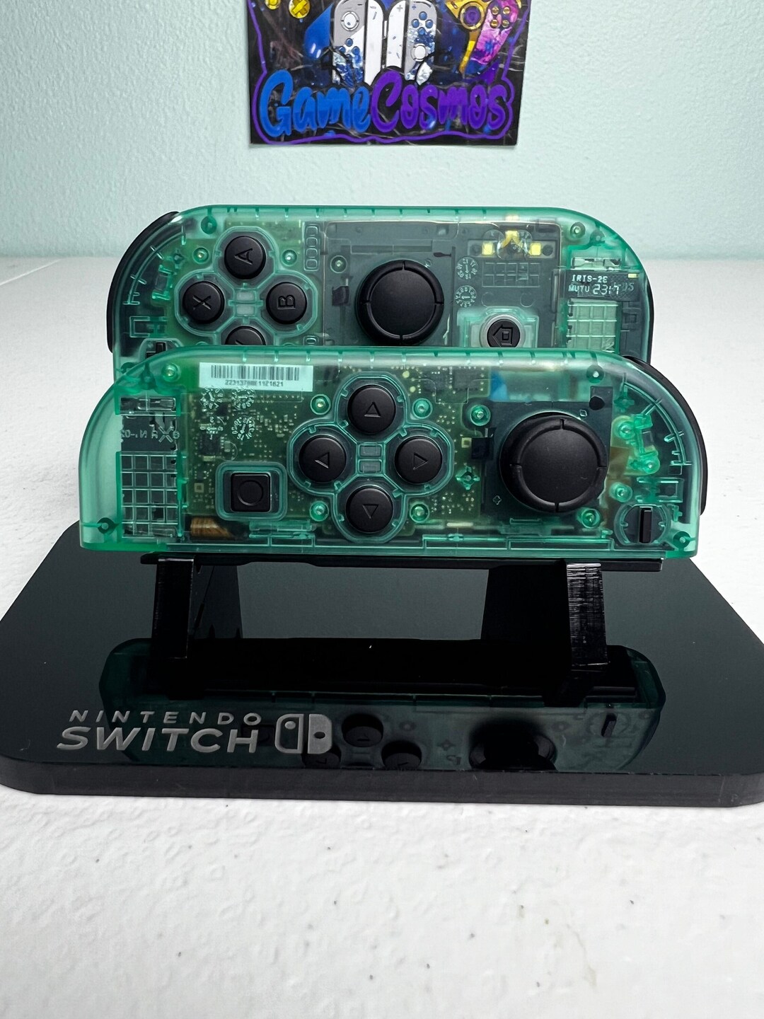 Clear Emerald - Black Accents - Custom Joycons for the Nintend Switch ...