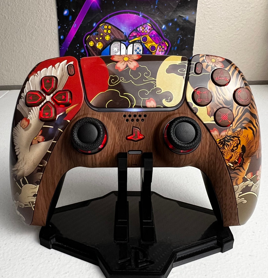 Animal Kingdom Woodgrain RGB LED Custom Wireless Controller for PS5 or ...