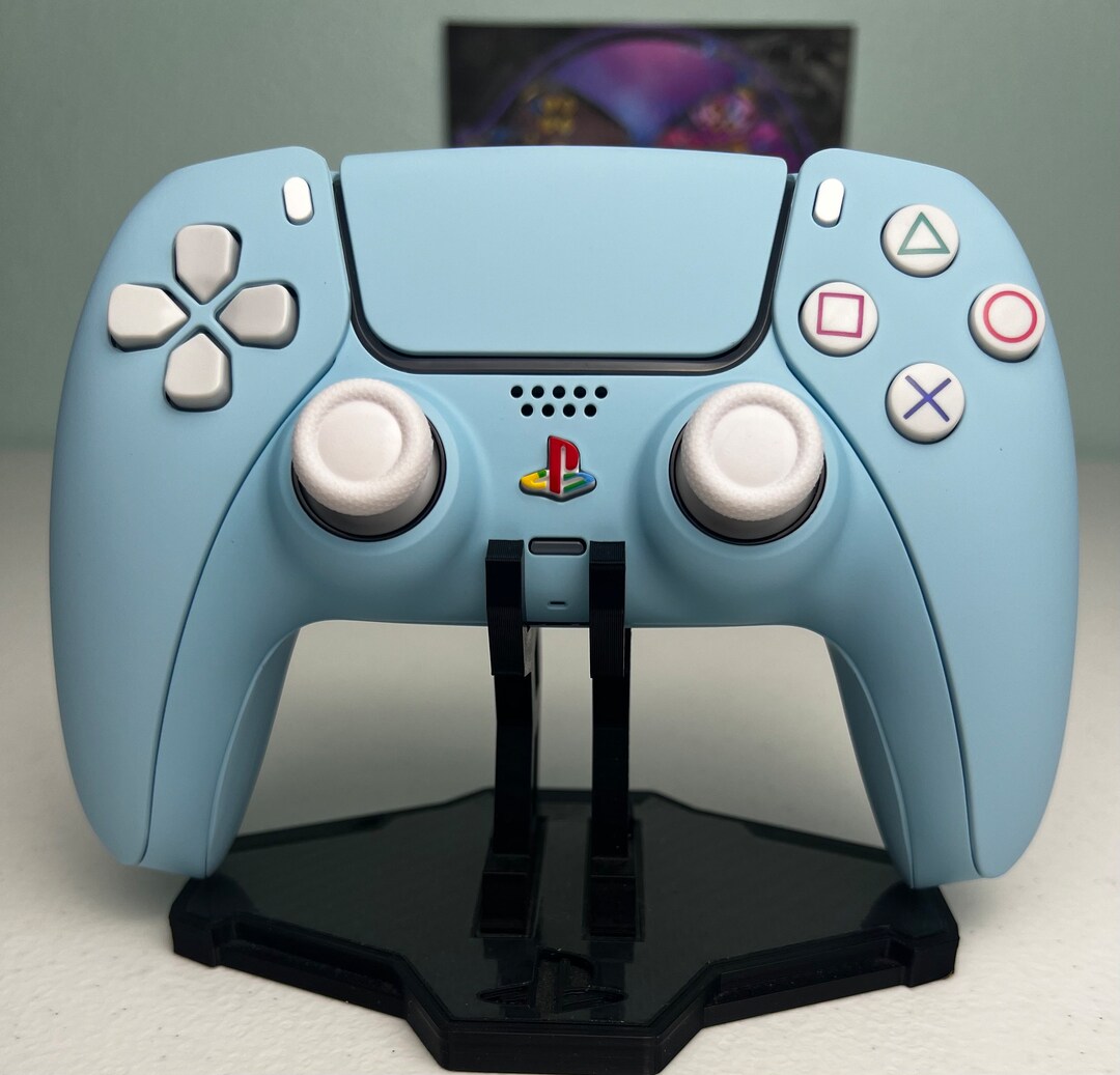 Custom Retro PS Theme Pastel Baby Blue Custom Wireless Controller for ...
