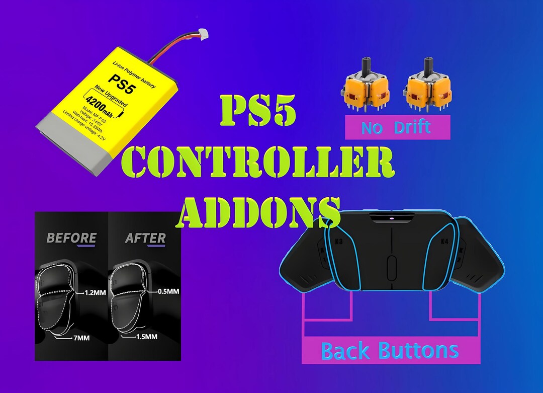 Upgrades / Addons for PS5 Controllers - NO Drift Analog - Back Buttons ...