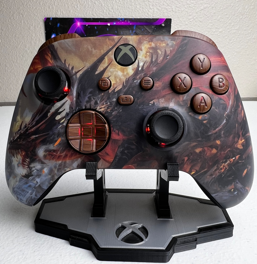 Dragon Theme RGB LED Woodgrain Custom Wireless Controller for Xbox or ...