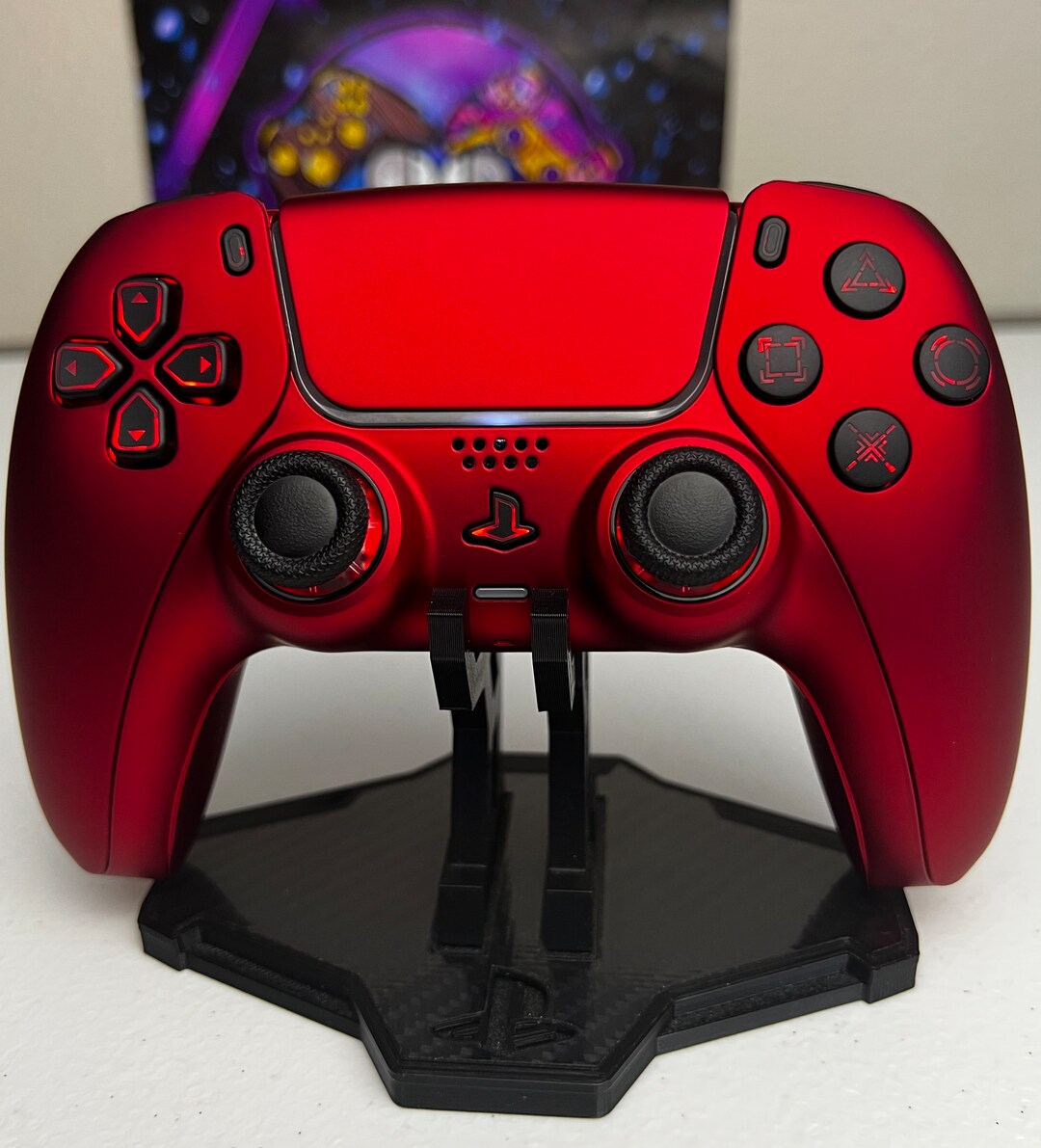 Soft Touch Scarlet Red RGB LED Custom Wireless Controller for PS5 or PC ...