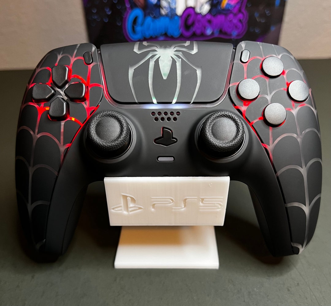 Spiderweb Theme RGB LED All Black Custom Wireless Controller for PS5 or ...