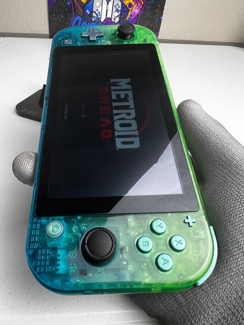 Two-tone Blue Green - Glossy Gradient Transparent - Custom Switch Lite ...