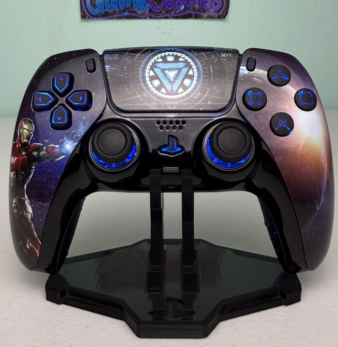 Iron Suit Super Hero - RGB LED - Custom Wireless Controller for PS5 or ...