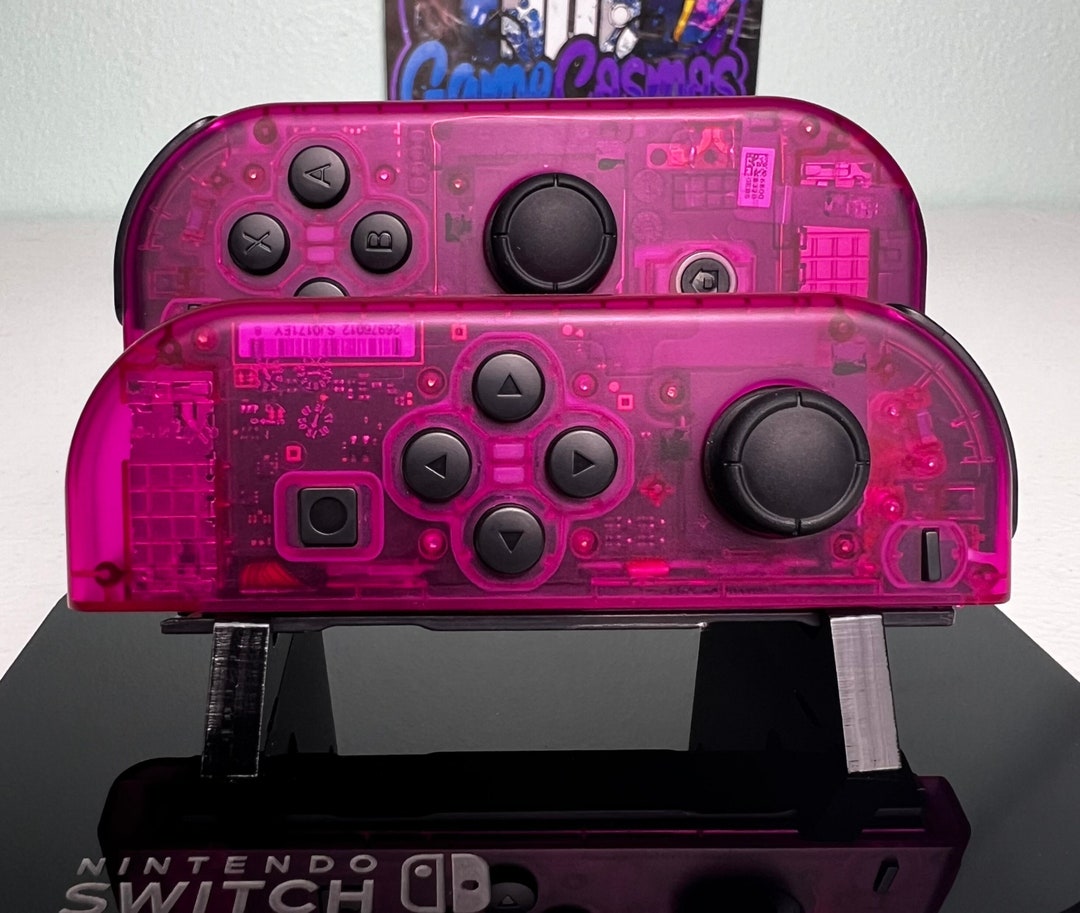 Clear Candy Pink - Black Accents - Custom Joycons for the Nintend ...