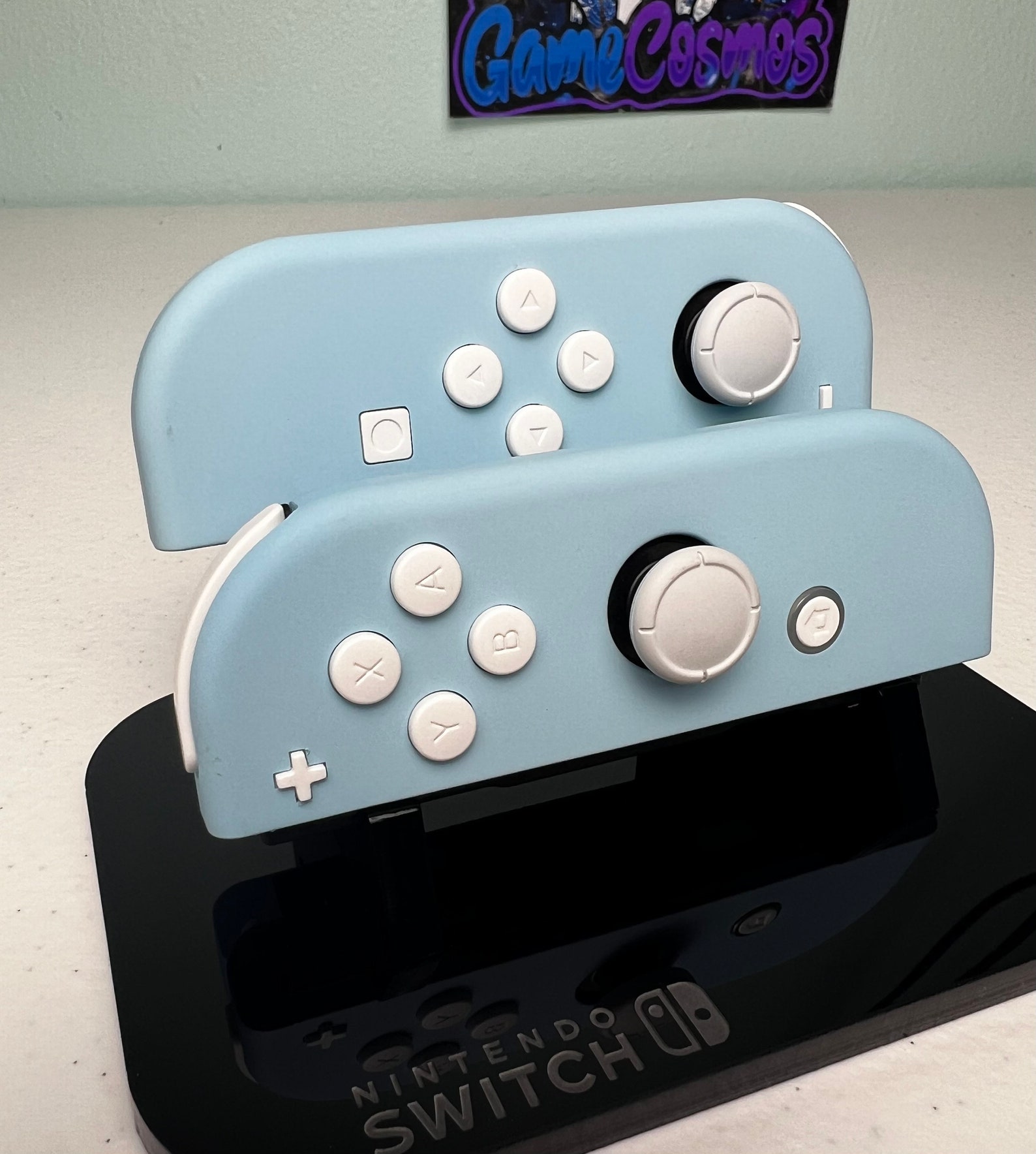 Soft Touch Heaven Blue - White Accents - Custom Joycons for the Nintend ...
