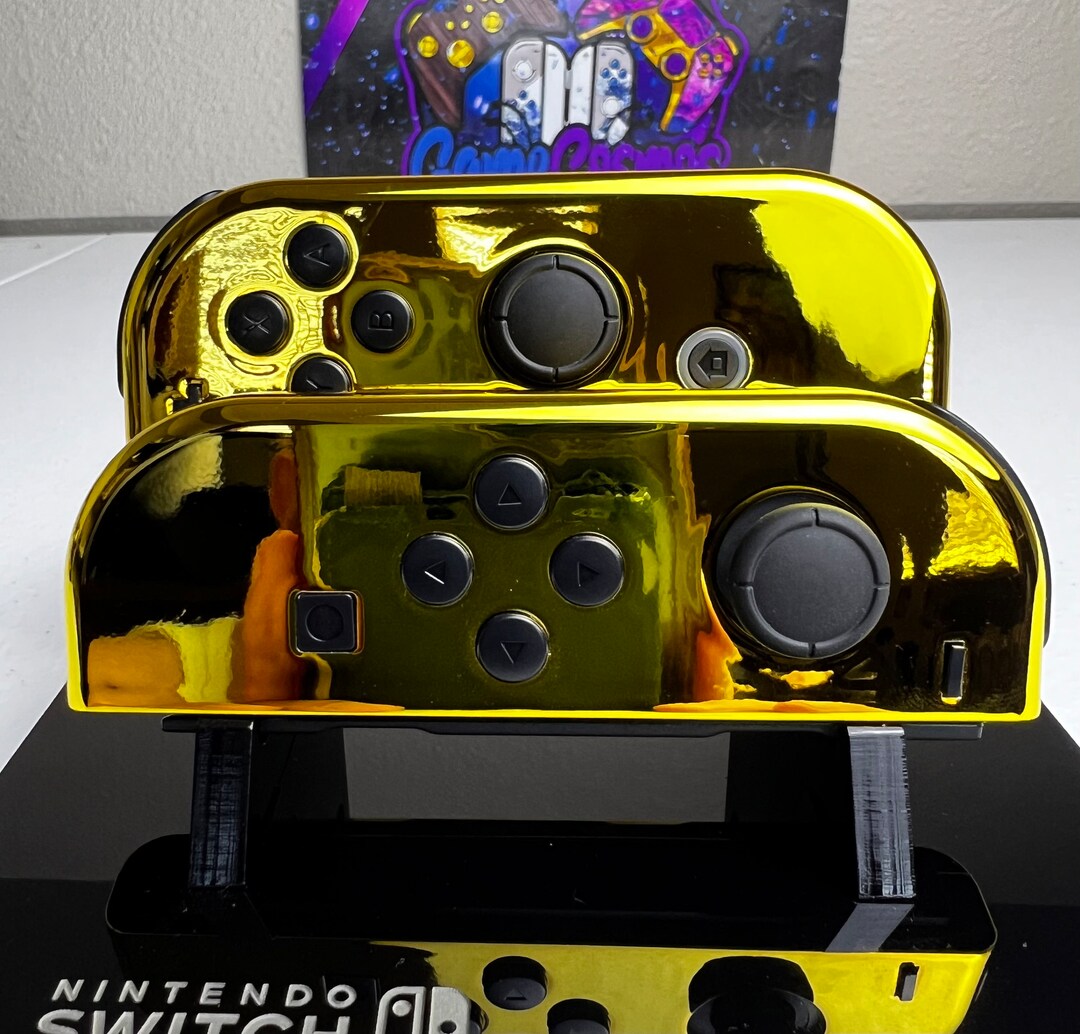 Gold Chrome Shell Black Accents Custom Joycons for the Nintendo Switch ...