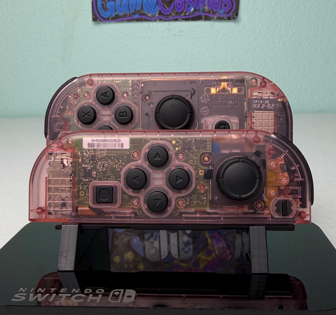Clear Cherry Pink - Black Accents - Custom Joycons for the Nintend ...