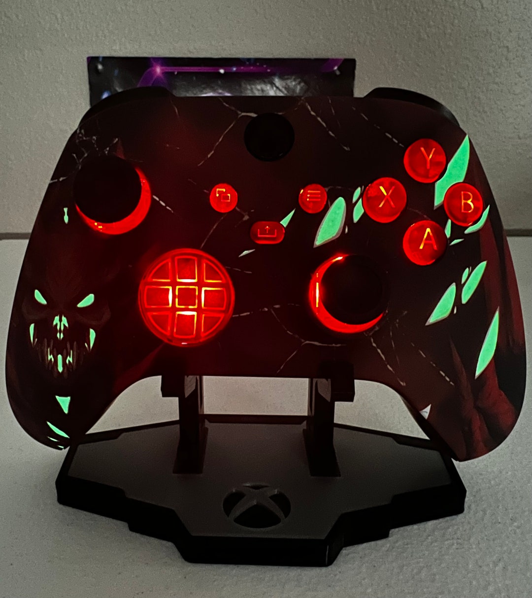 Glow in the Dark Scary RGB LED Scarlet Red Wireless Controller for Xbox ...