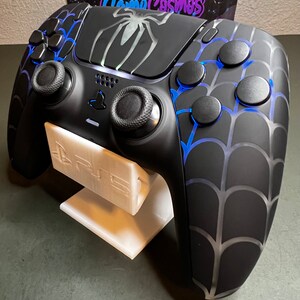 Spiderweb Theme RGB LED All Black Custom Wireless Controller for PS5 or ...