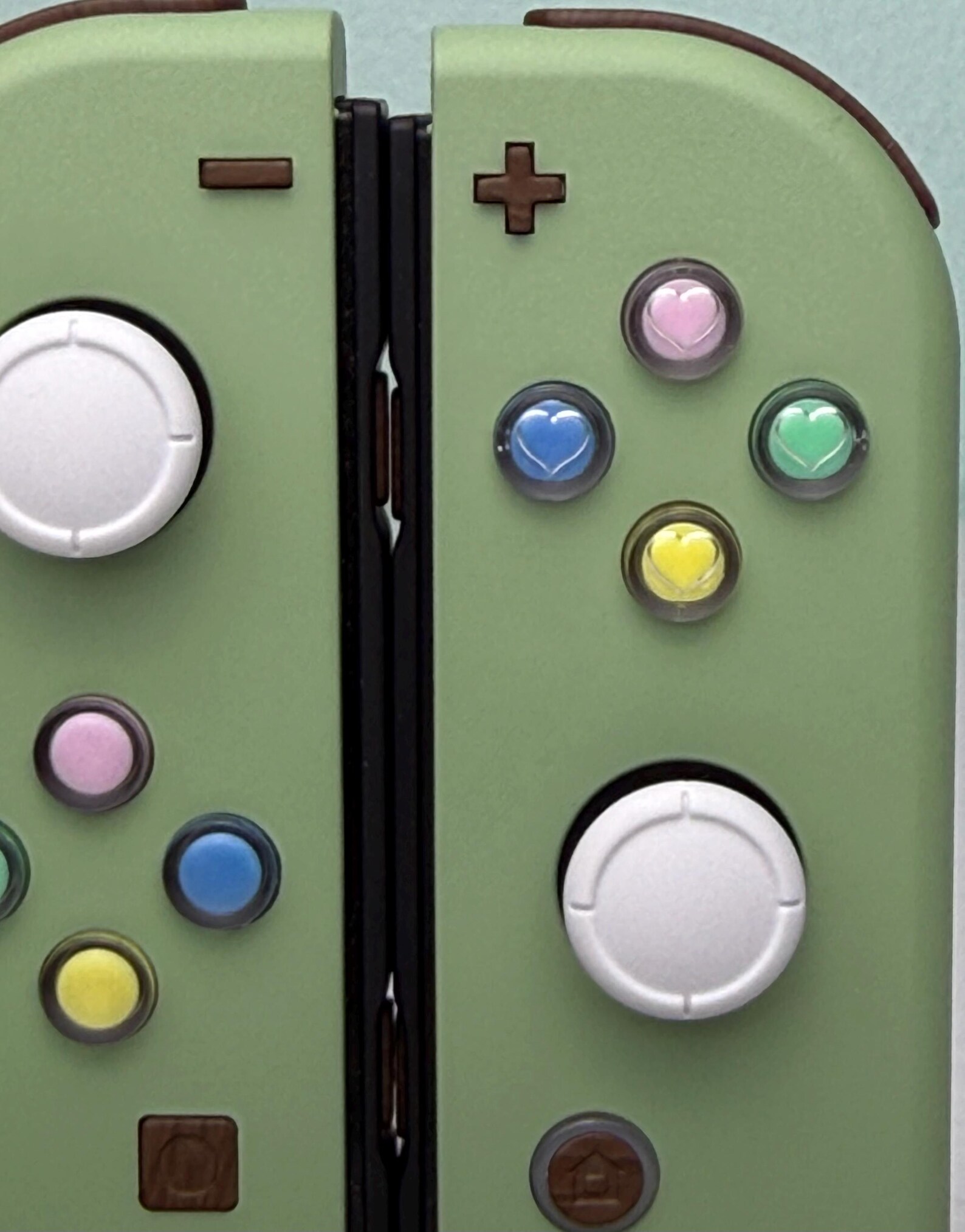 Matcha With Colored Hearts - Woodgrain Accents - Custom Joycons for the ...