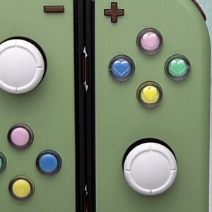 Matcha With Colored Hearts - Woodgrain Accents - Custom Joycons for the ...