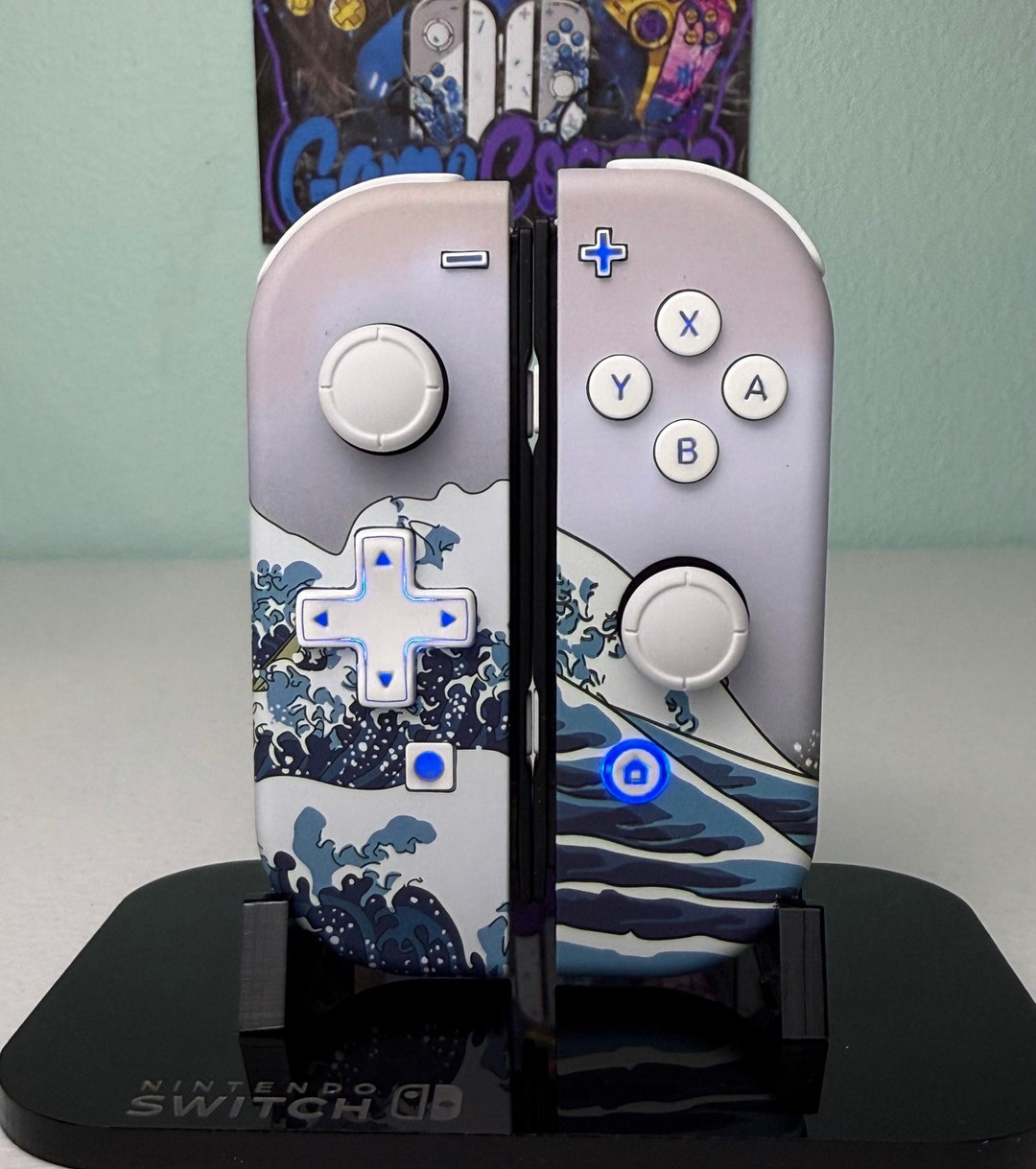 Great Wave Kanagawa - RGB LED - Custom Joycons for the Nintend Switch ...