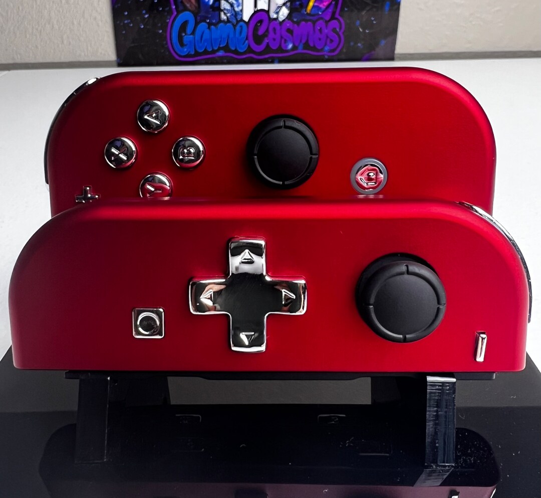 Scarlet Red & Silver Chrome Soft Touch Custom Joycons for the Nintend ...