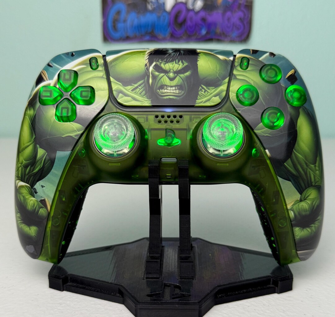 Gamma Radiated Hulk - RGB LED - Custom Wireless Controller for PS5 or ...