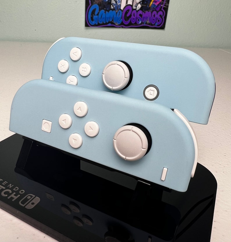 Soft Touch Heaven Blue - White Accents - Custom Joycons for the Nintend ...