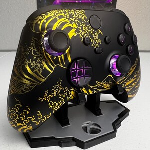 Golden Wave Black Kanagawa RGB LED Custom Wireless Controller for Xbox ...
