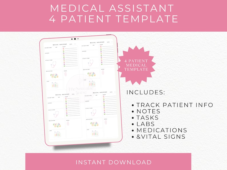MEDICAL ASSISTANT Notes | 4 Patient Instant Download Notepad ...