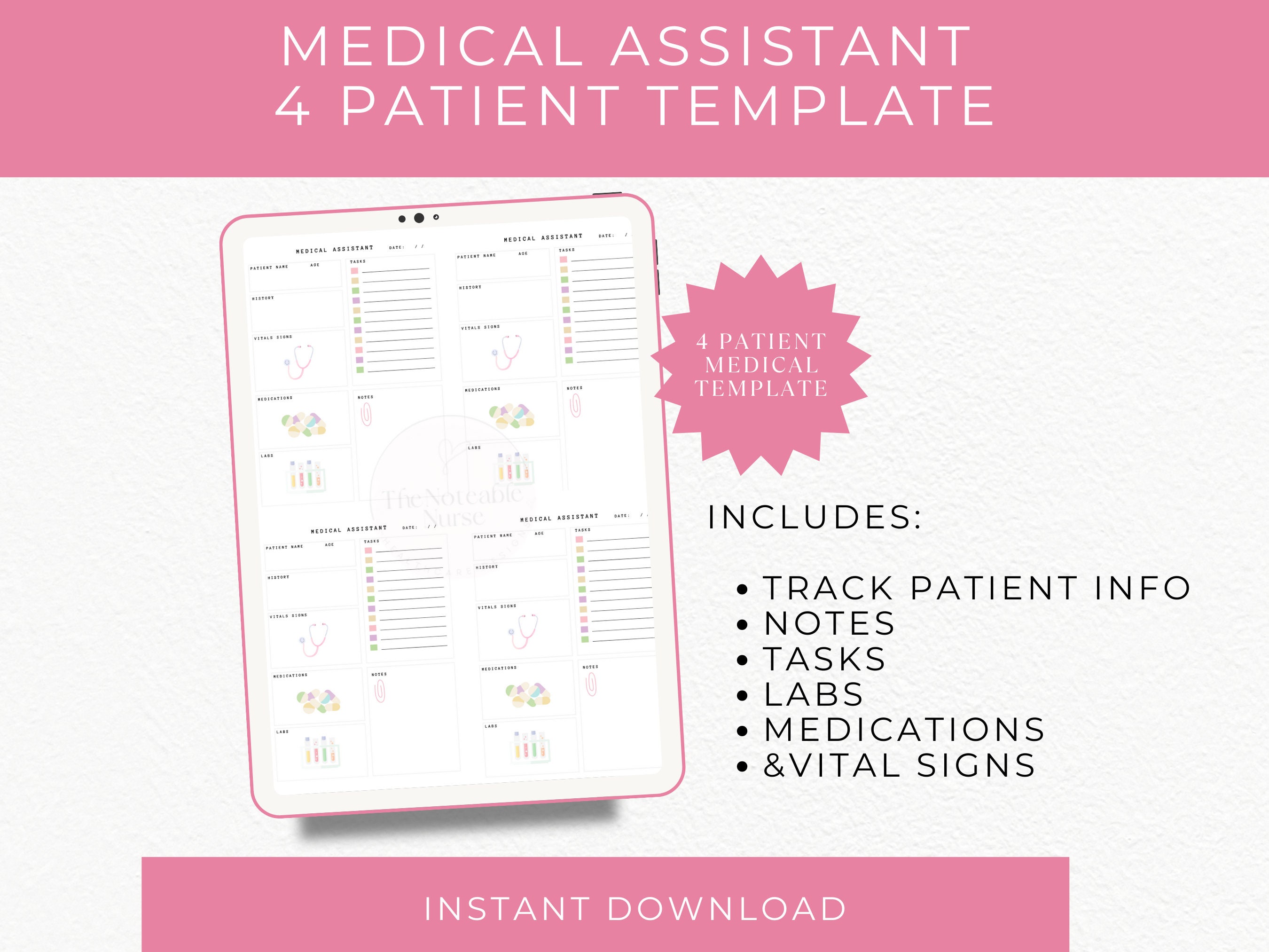 MEDICAL ASSISTANT Notes | 4 Patient Instant Download Notepad ...