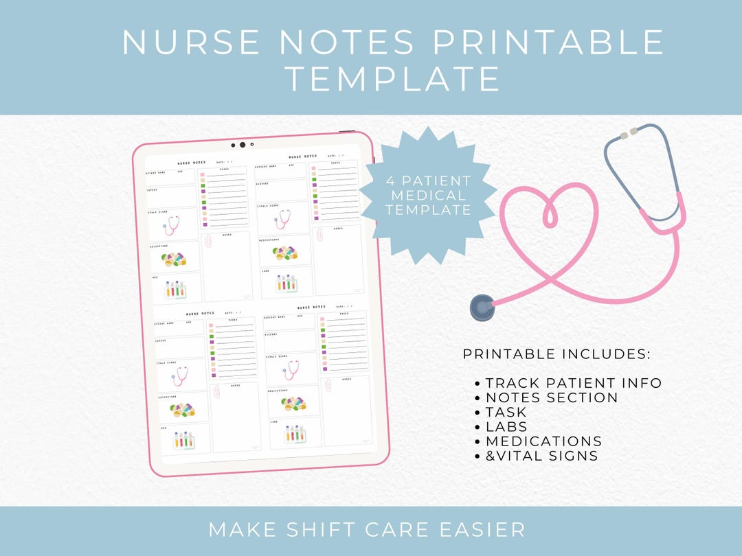 Nurse Tracker 4-patient Printable | RN Notes & Documentation Tool ...