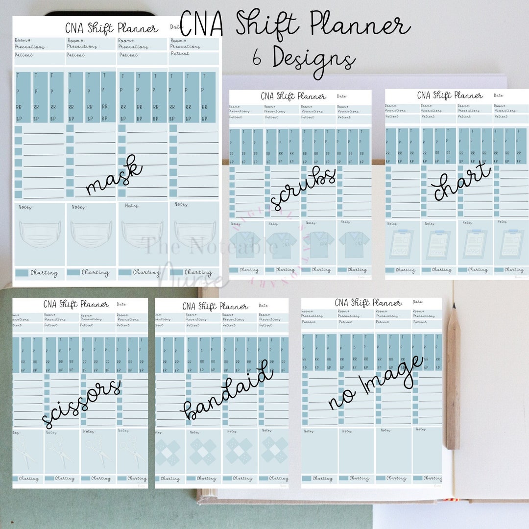 CNA Shift Planner, 4 Patient, 6 New Designs, Organization, CNA, Nursing ...