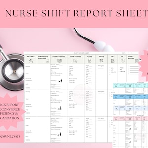 NURSE SHIFT Report, Medical Surgical, Organization, Printable Templates ...