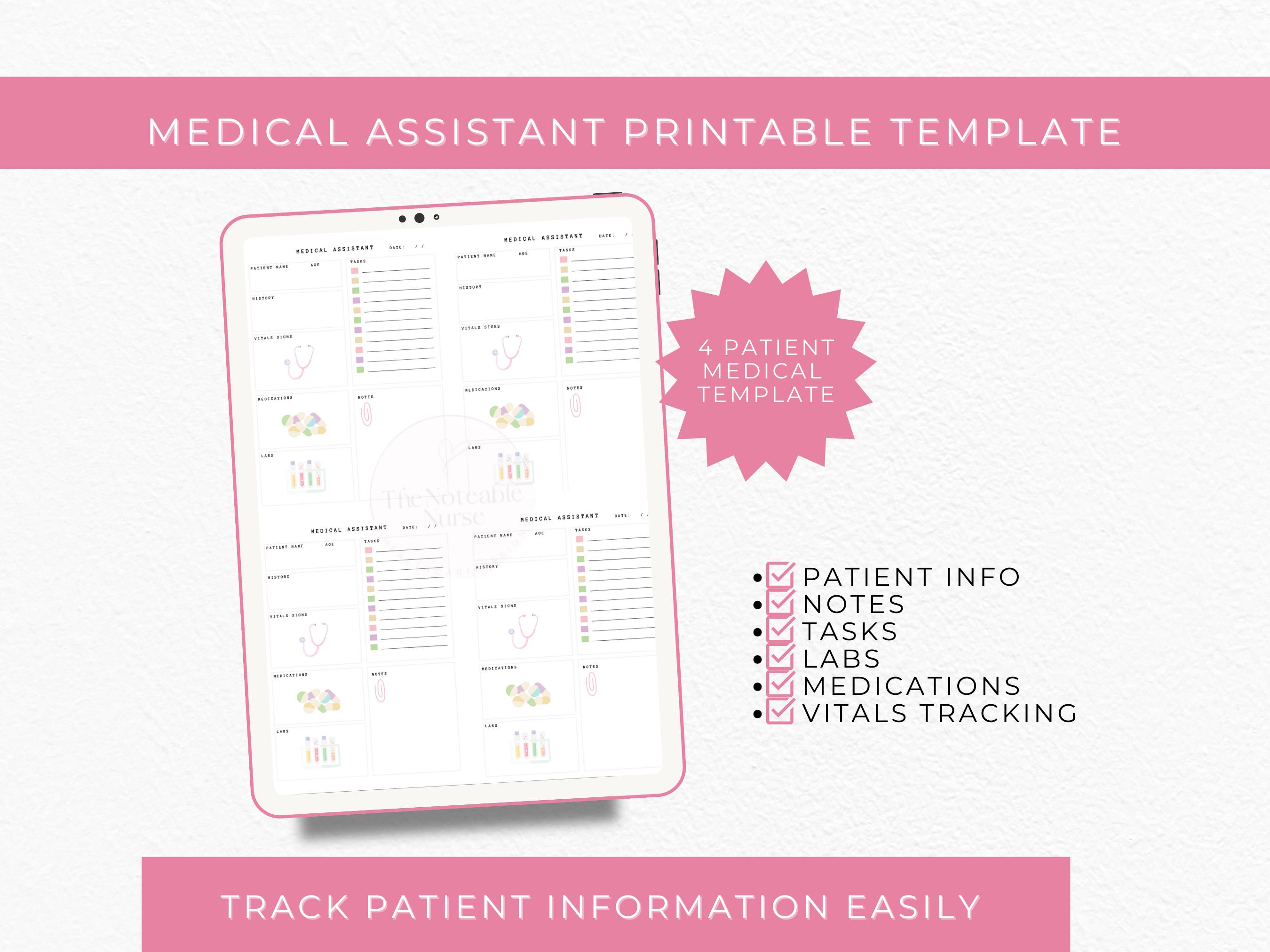 MEDICAL ASSISTANT Notes | 4 Patient Instant Download Notepad ...