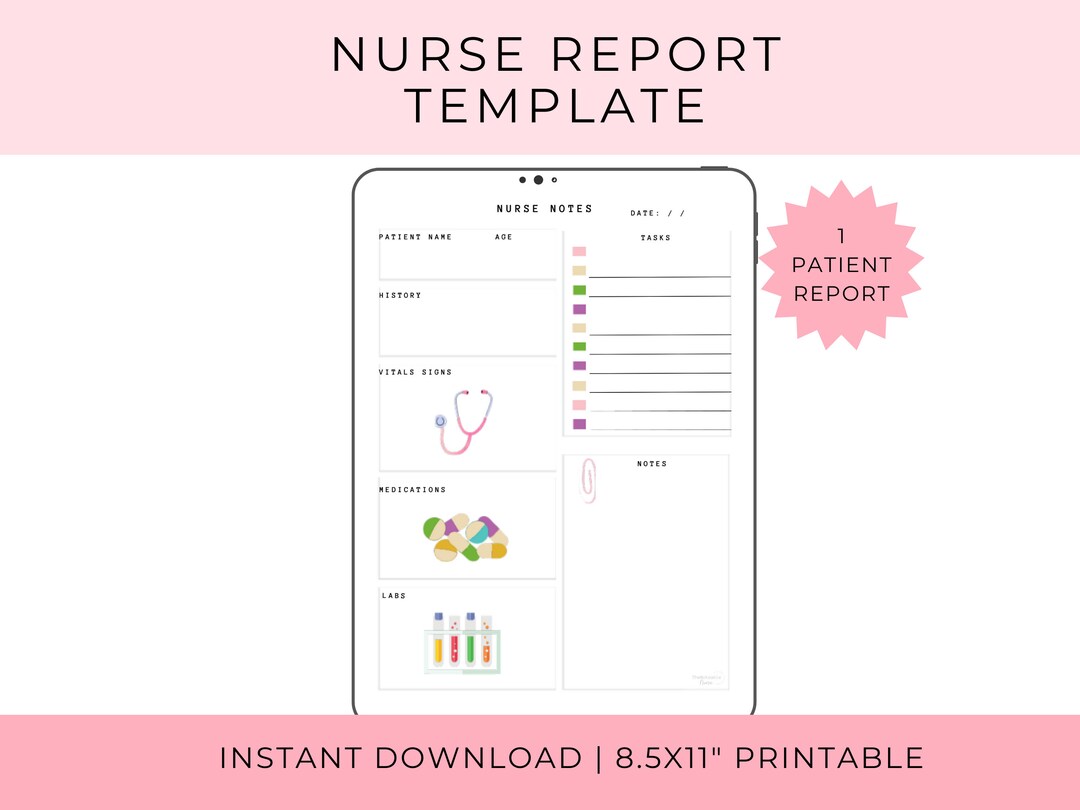 NURSE Digital Template, Nurse Gift, Nurse Aid, RN Documentation, Nurse ...