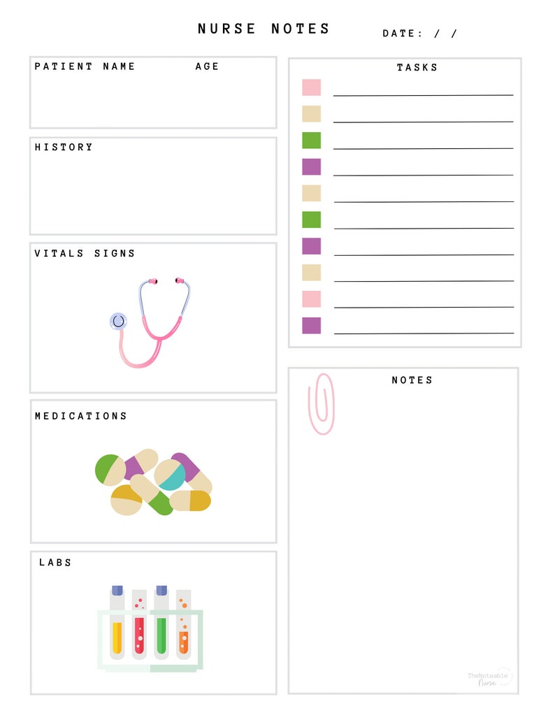 NURSE Digital Template, Nurse Gift, Nurse Aid, RN Documentation, Nurse ...