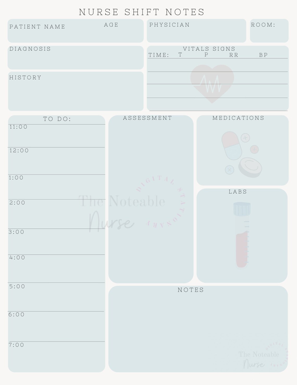 Nurse Shift Notes | Printable RN Documentation Toolkit | 3-page PDF for ...