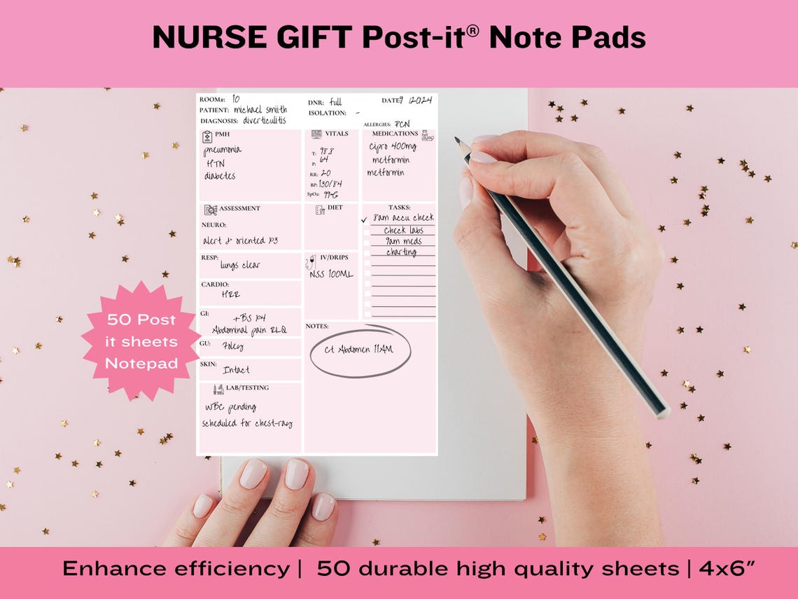 NURSE GIFT Post-it® Note Pads. | Critical Care Nurse Shift Notepad ...